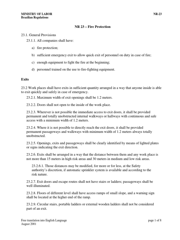 NR 23 Fire Protection PDF | PDF | Stairs | Fire Sprinkler System