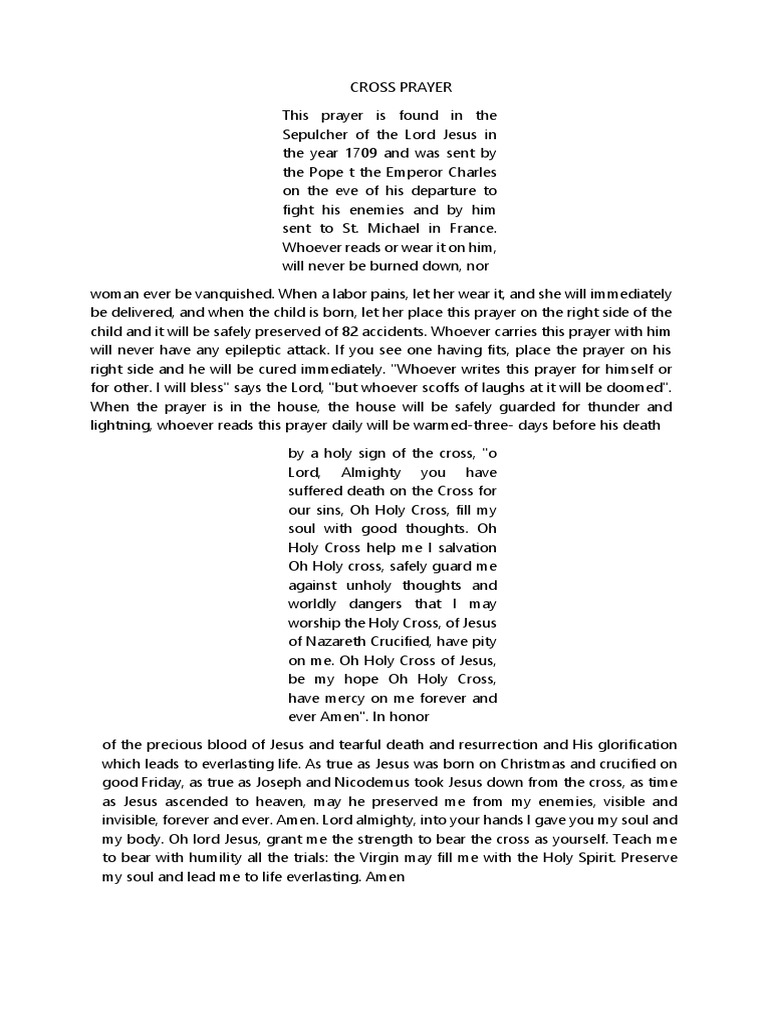 Cross Prayer Protection | PDF | Crucifixion | Jesus