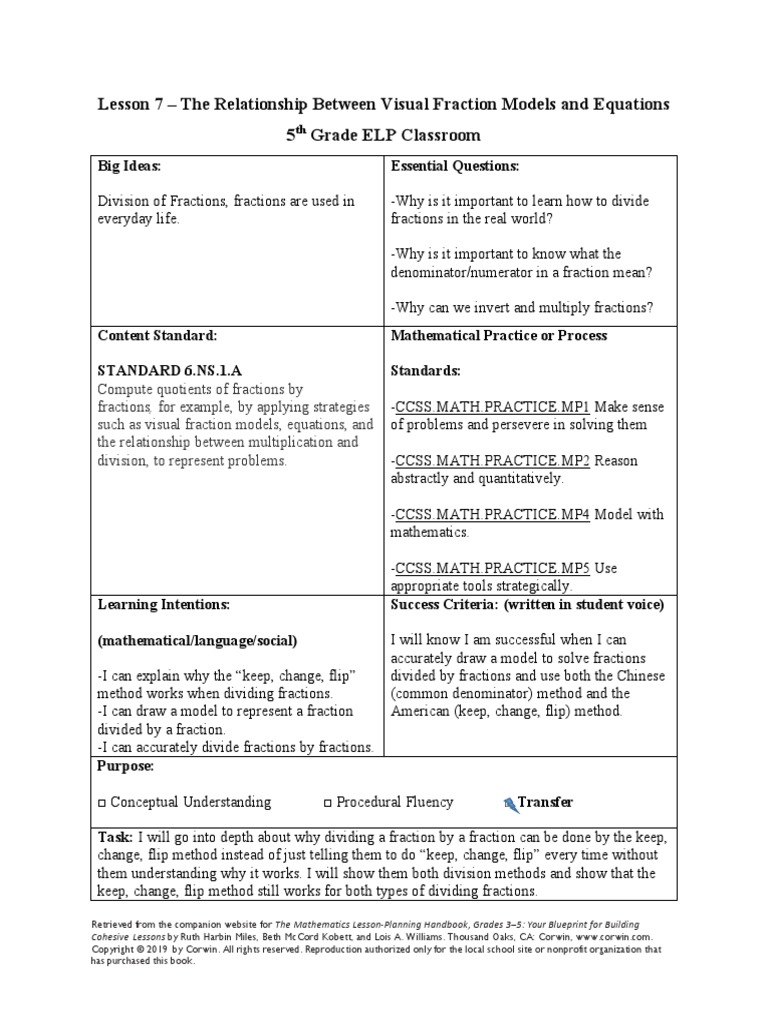 Standard 6 Artifact 2 Math Lesson Plan | PDF | Fraction (Mathematics ...