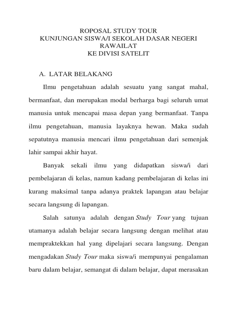 Proposal Study Tour | PDF