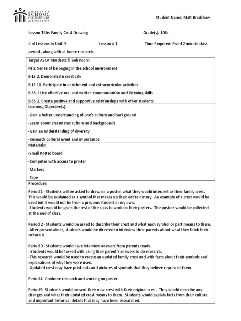 Lesson Plan Family Crest | PDF | Symbols | Lesson Plan