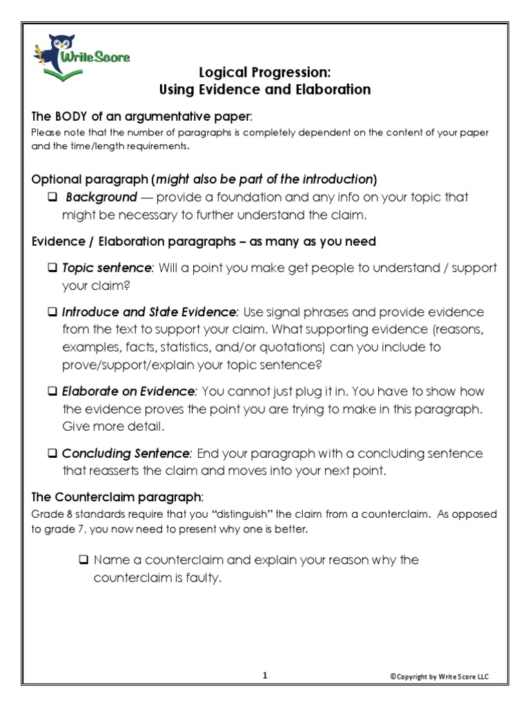 Logical Progression Handout | PDF | Paragraph | Evidence