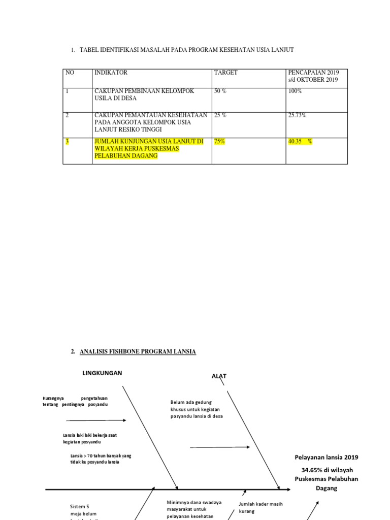 Analisis Fish Bone Lansia 2019 | PDF