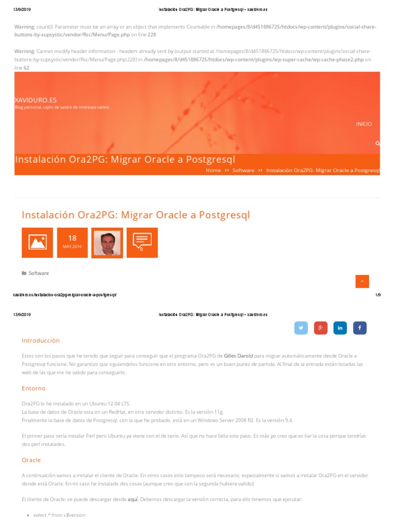 Instalación Ora2PG - Migrar Oracle A Postgresql - Xaviduro - Es | PDF | Perl | Protocolo de ...