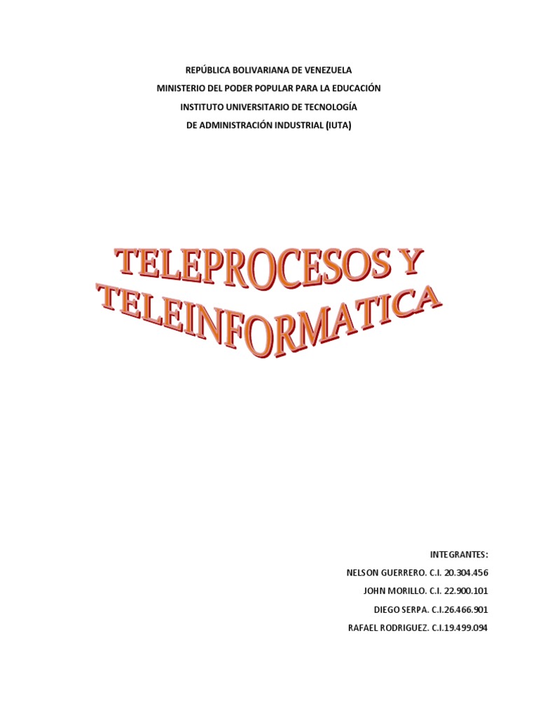 Teleproceso y Teleinformatica | PDF | Medio de transmision | Red de computadoras