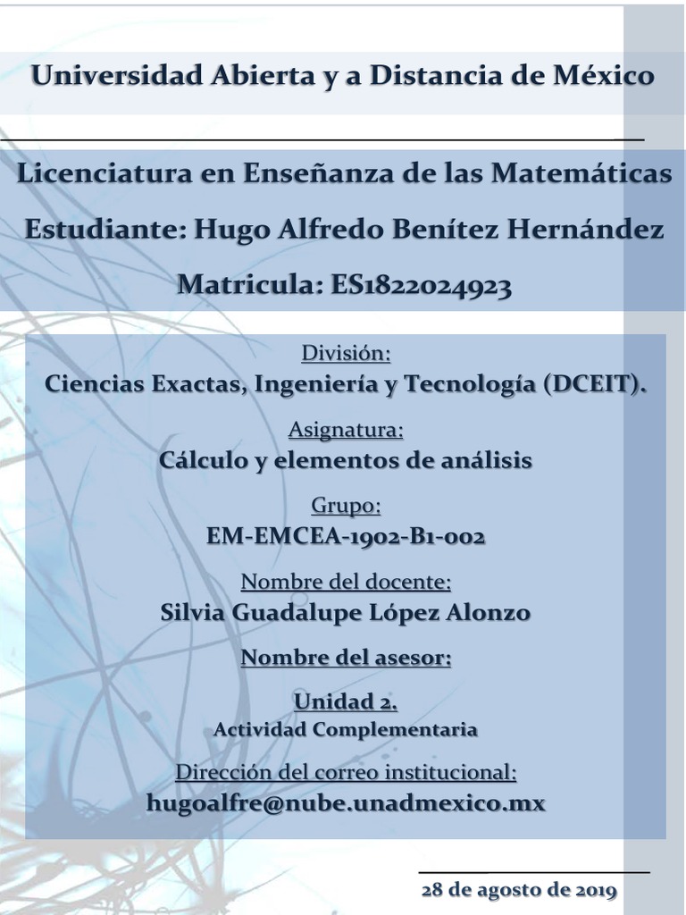 02 EMCEA U2 AC Hugo Benitez para Unir | PDF