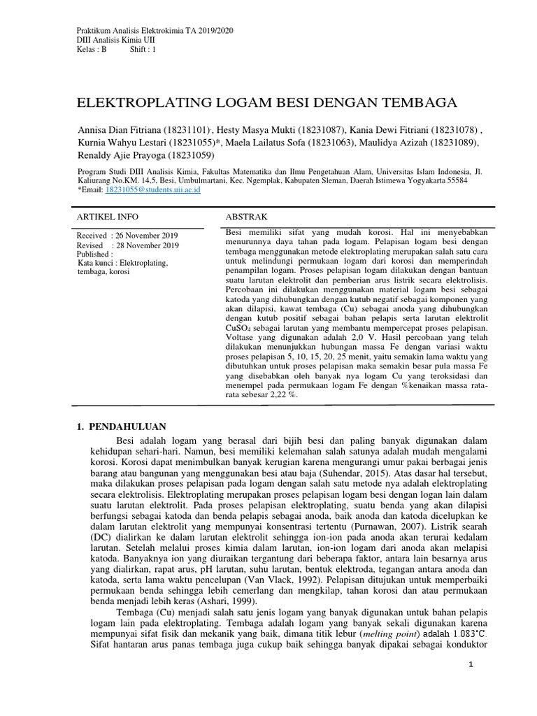 Analisis Elektrokimia - Elektroplating | PDF
