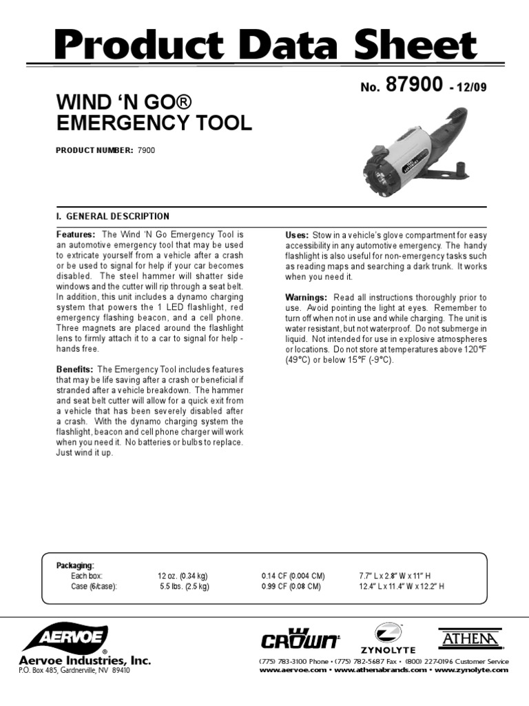 Emergency Tool Product Data Sheet | PDF