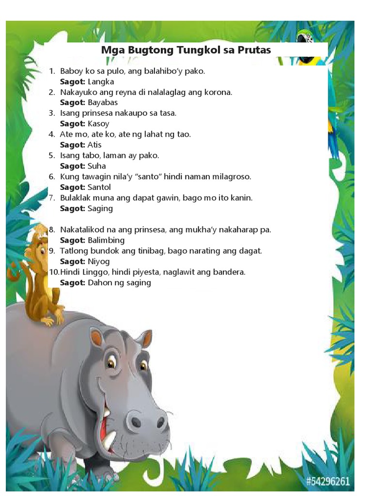 Mga Bugtong Tungkol Sa Prutas | PDF