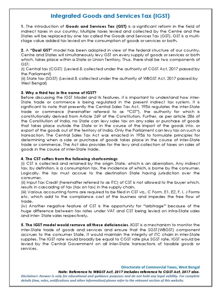 Integrated GST (IGST) | PDF | Taxes | Payments