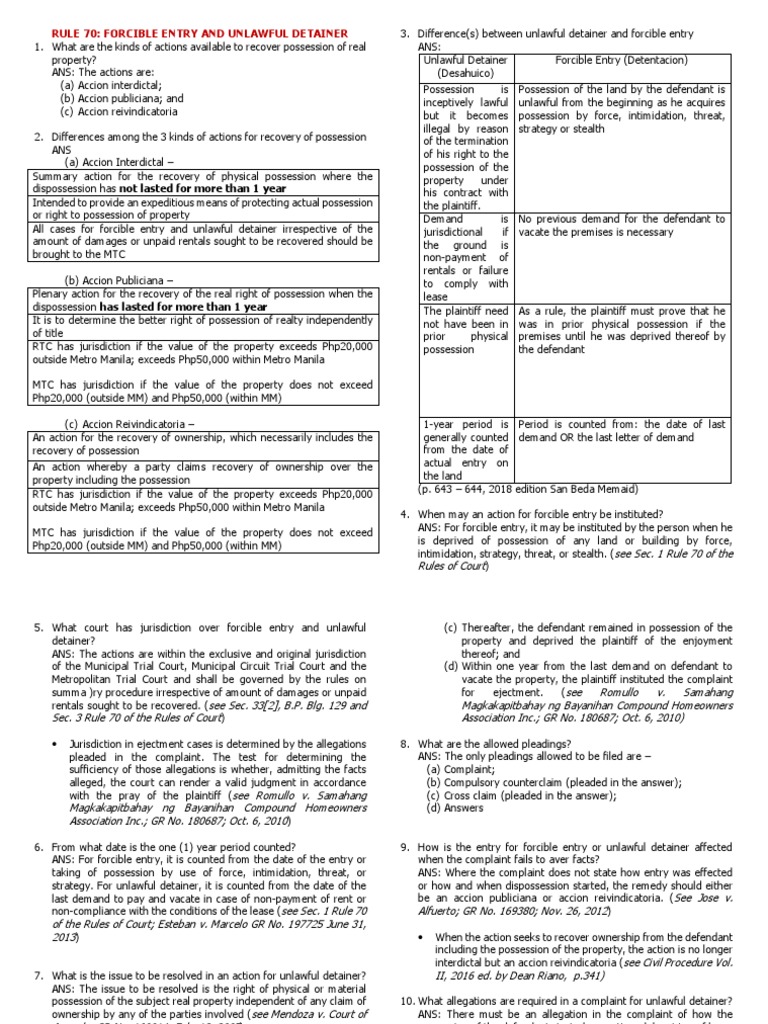 Rule 70 | PDF | Pleading | Lease