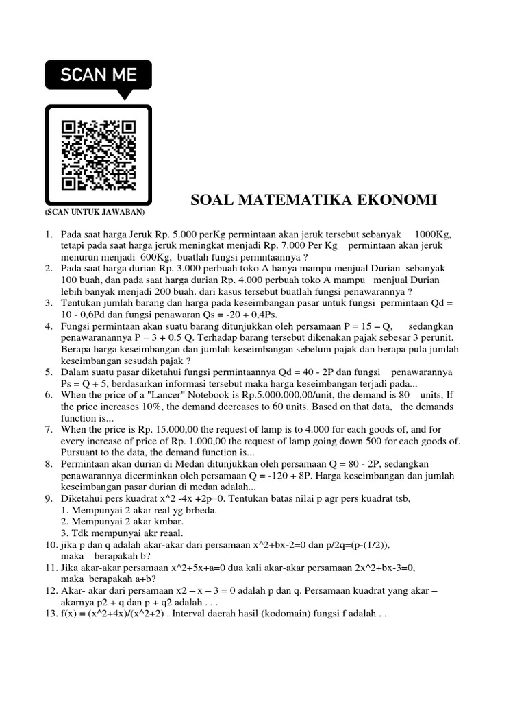 Contoh Soal Matematika Ekonomi | PDF