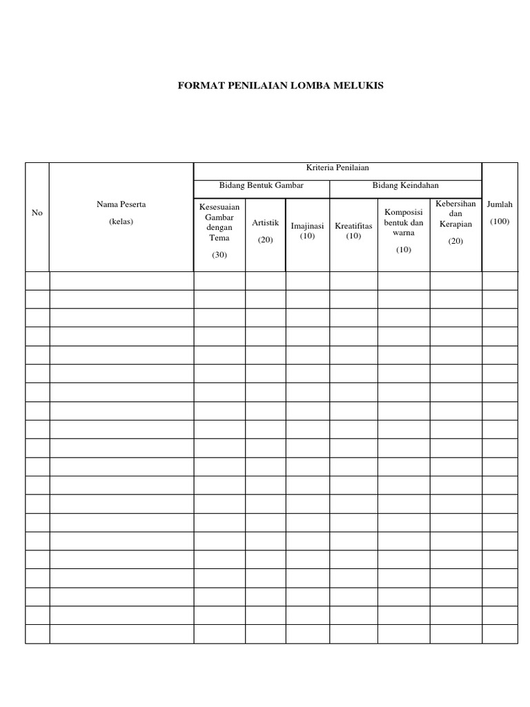 Format Penilaian Lomba Melukis | PDF