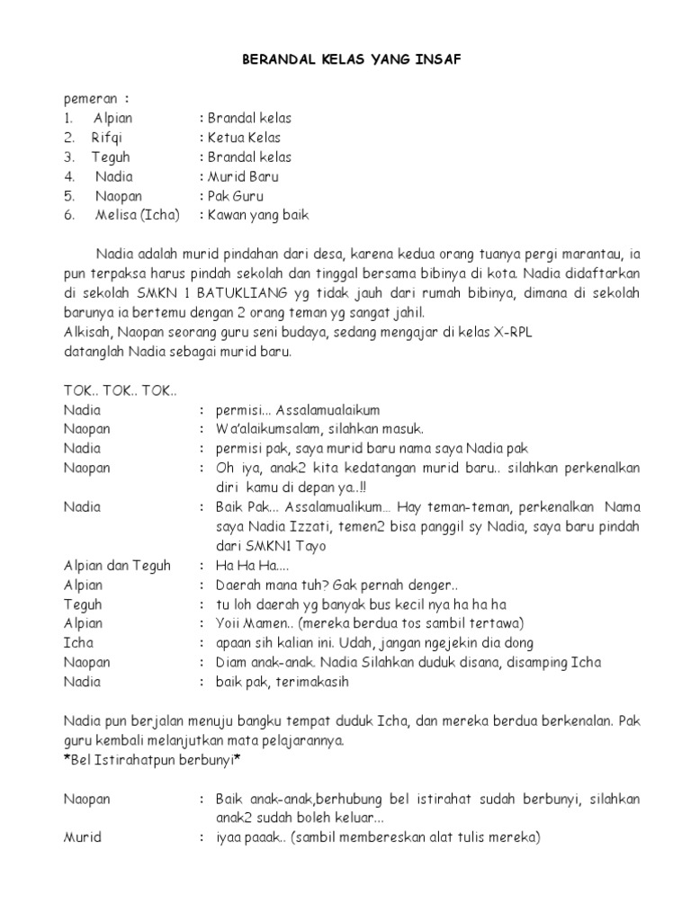 Contoh Skenario Cerita | PDF