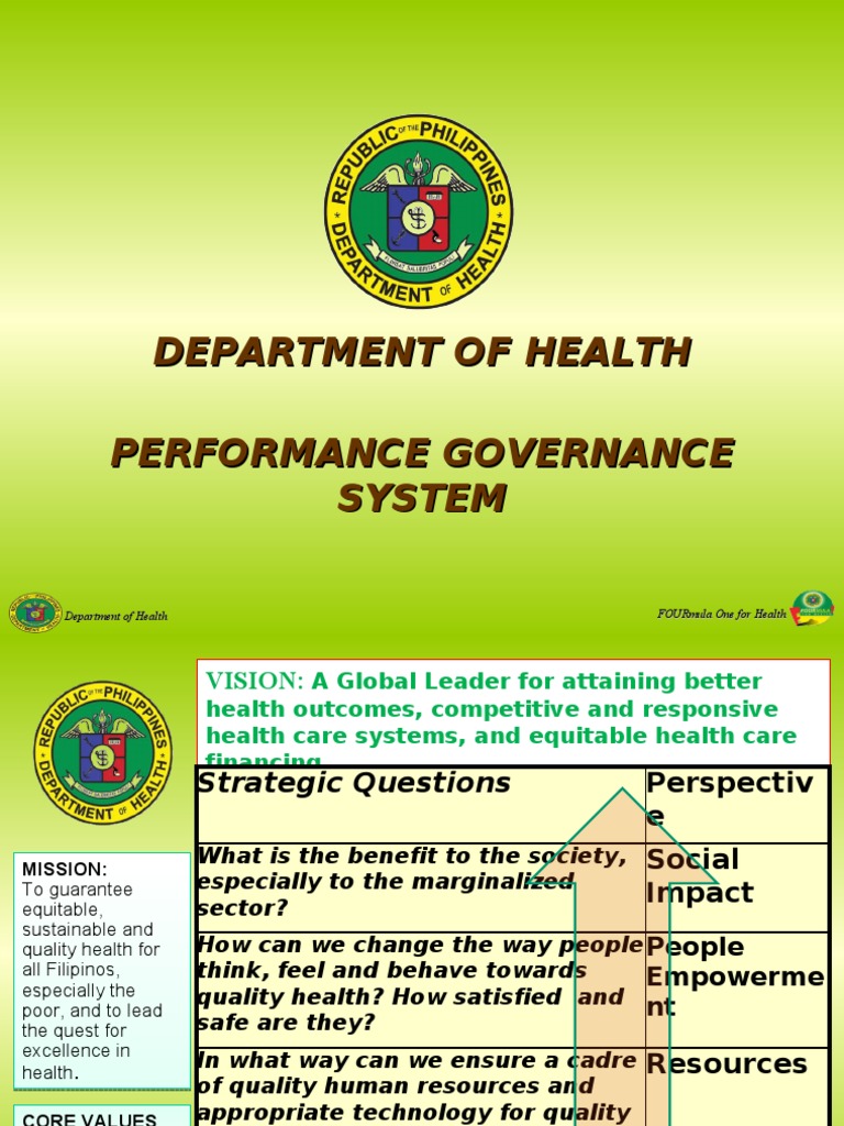 The Fourmula One for Health: The Department of Health's Strategic ...