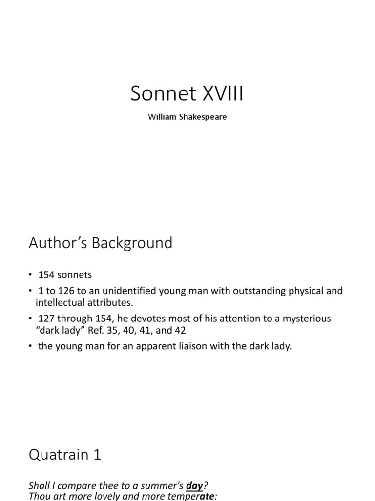 Sonnet Xviii | PDF | Shakespeare's Sonnets | Poetry