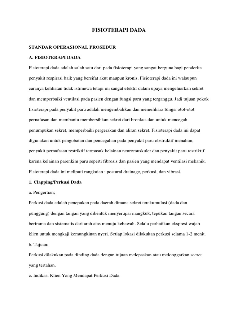 Sop Fisioterapi Dada | PDF