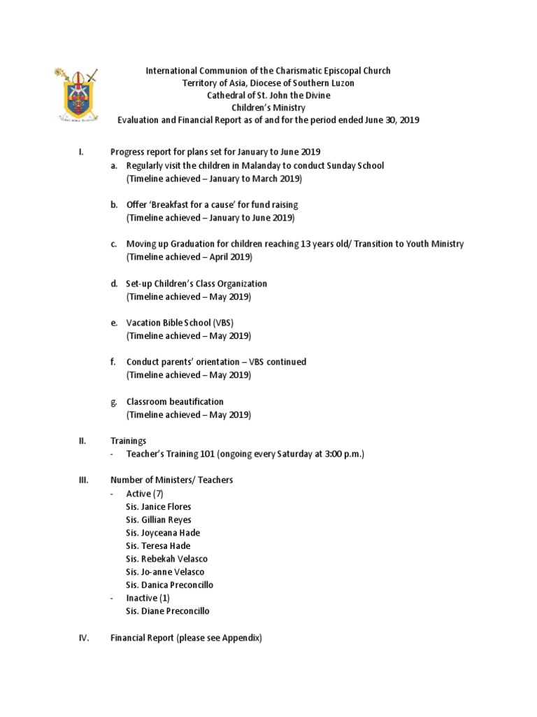 Children's Ministry Evaluation Report | PDF