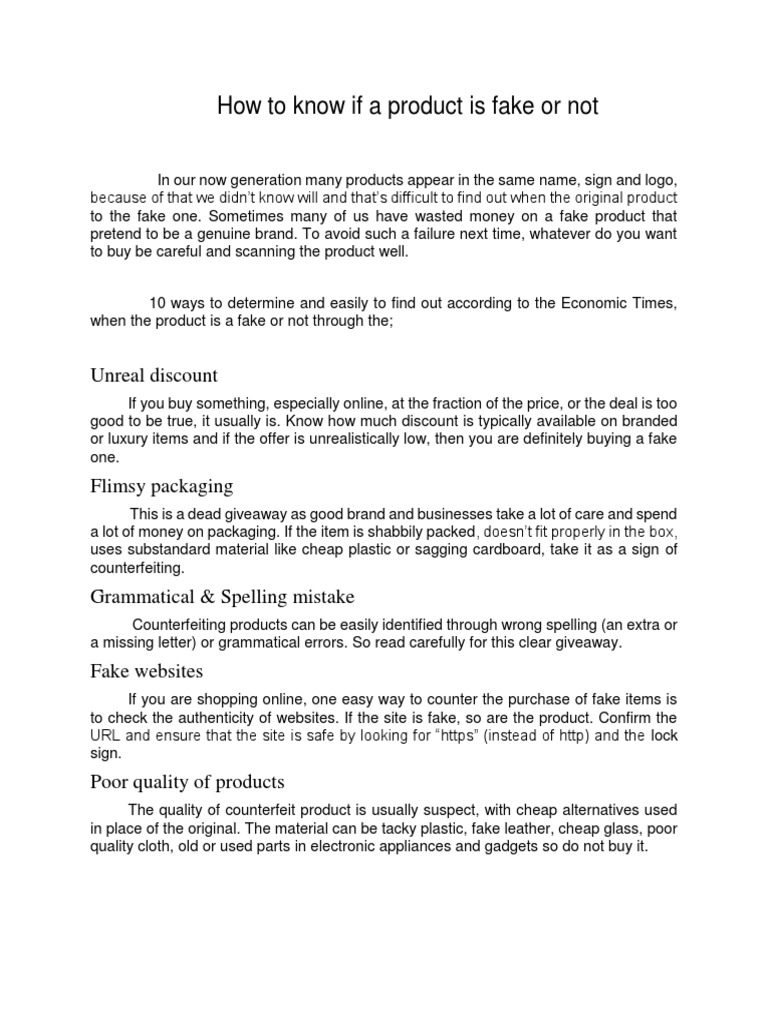 How To Know If A Product Is Fake or Not | PDF | Counterfeit | Marketing