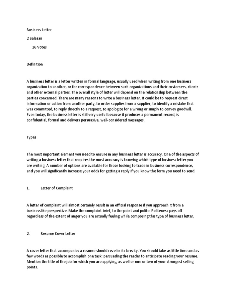 Comprehensive Guide to Business Letters | PDF | Paragraph | Written ...