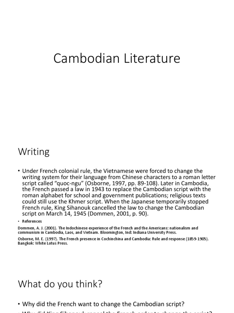 Cambodian Literature | PDF | Cambodia | French Indochina