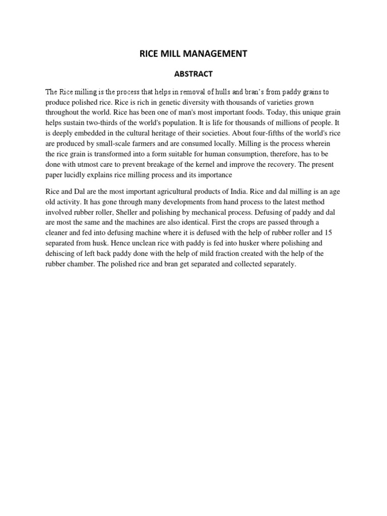 Rice Mill Management Process Overview | PDF | Science & Mathematics ...