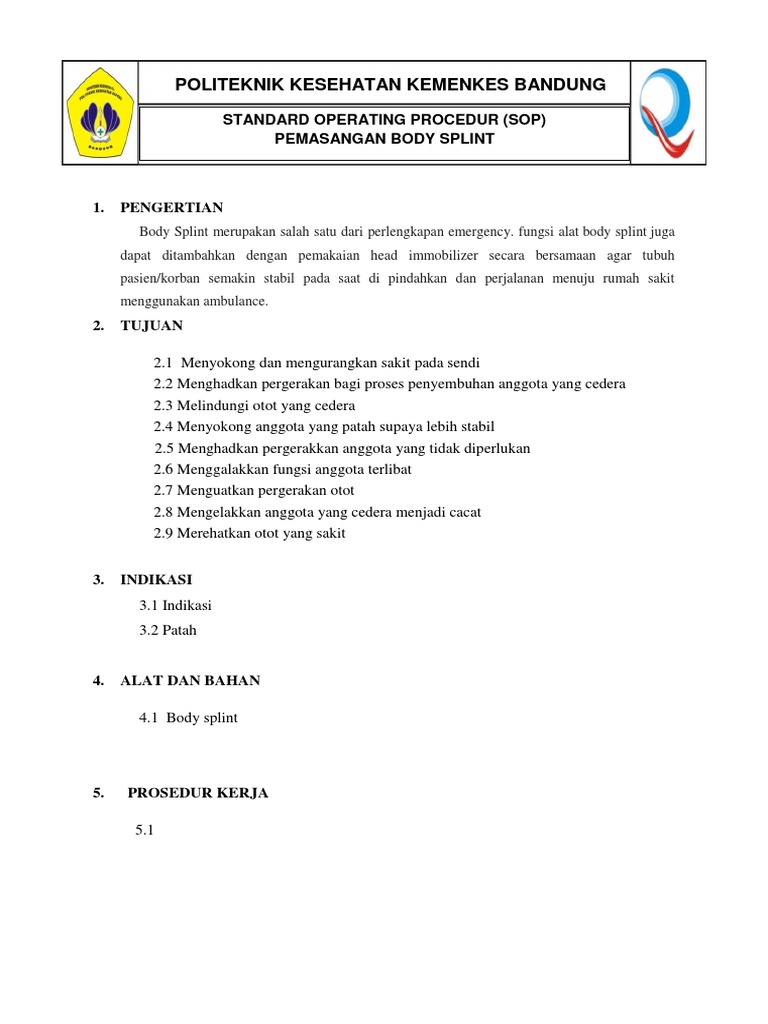 Sop Body Splint | PDF