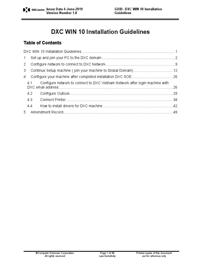 GUID-DXC WIN 10 Installation Guidelines | PDF | Password | Login