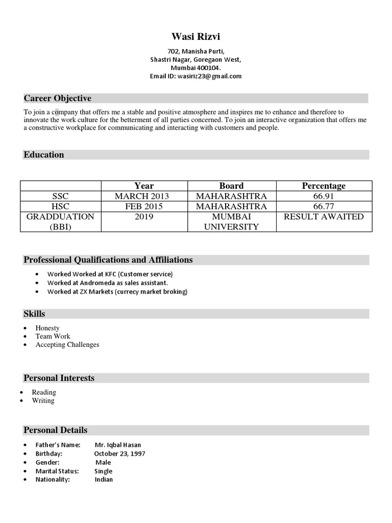Wasi Resume | PDF