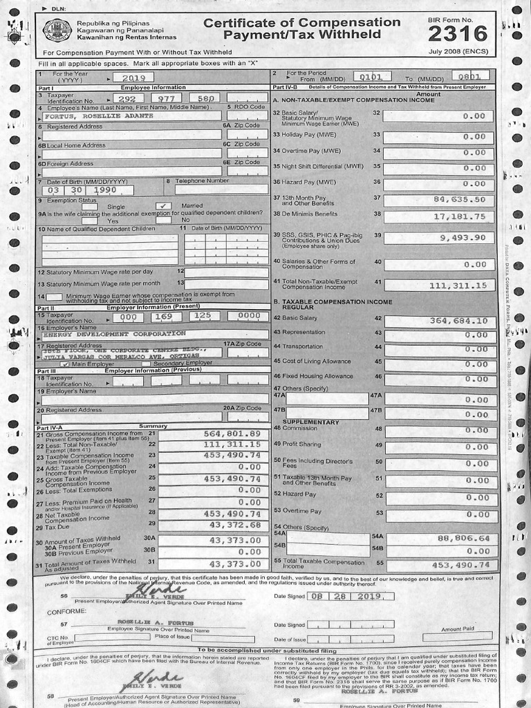 Generate Employee BIR Form 2316, 52% OFF