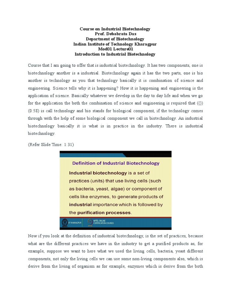Introduction to Industrial Biotechnology | PDF | Biotechnology ...
