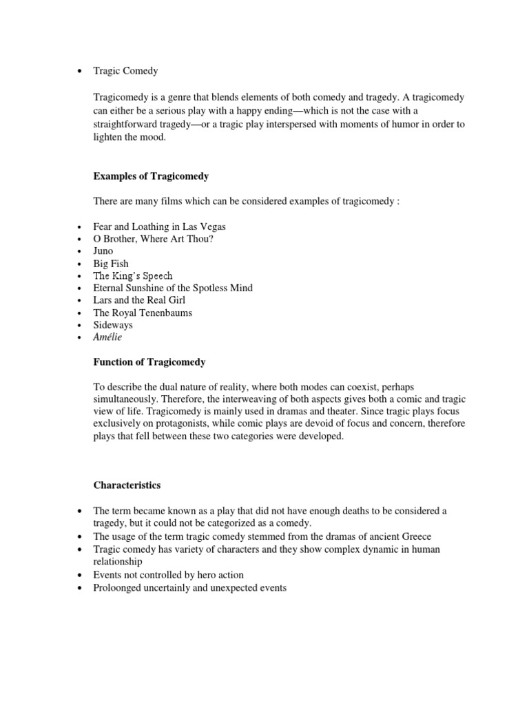 Tragic Comedy | PDF | Tragedy | Theatre