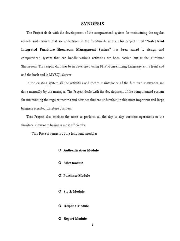 Furniture Showroom Management System | PDF | Php | Software Testing