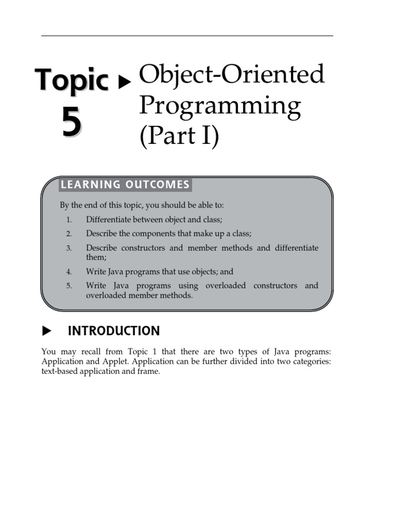 Object Oriented Programming Part I | PDF | Method (Computer Programming) | Constructor (Object ...