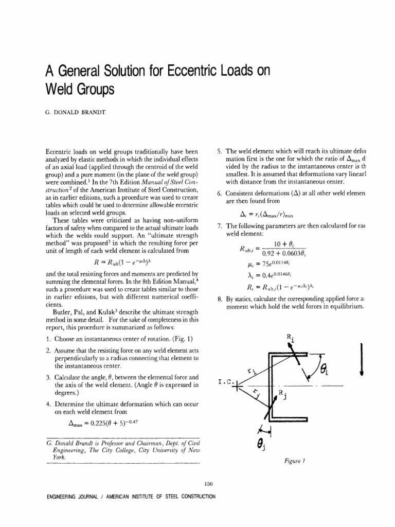 General Solution Eccentric Loads Weld Groups PDF | PDF | Force ...