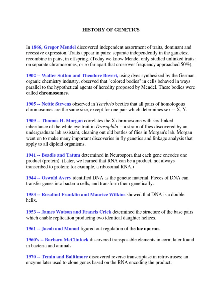 History of Genetics | PDF | Genetics | Gene