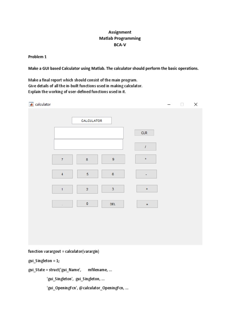 Matlab Calculator GUI (Assignment) | PDF | Software Engineering ...