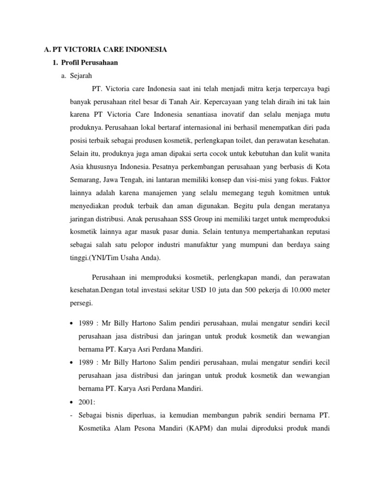 PT Victoria Care Indonesia | PDF