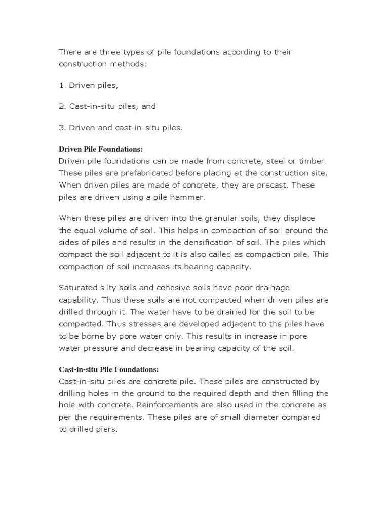 There Are Three Types of Pile Foundations According To Their ...
