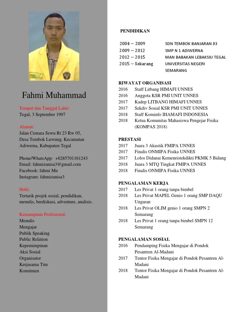 CV Fahmi Muhammad | PDF