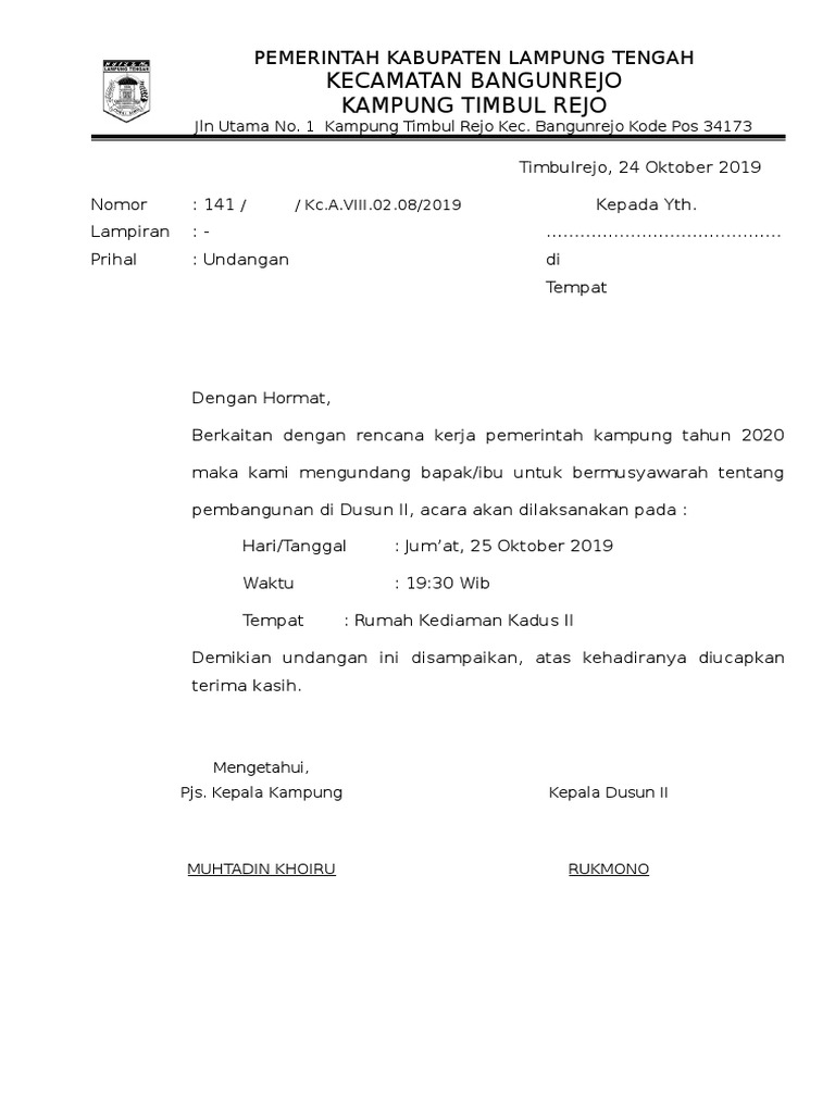 Contoh Undangan Musdus | PDF