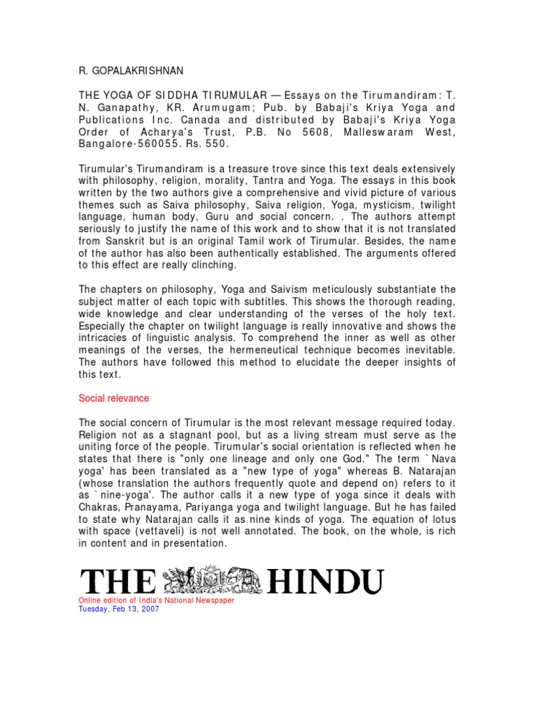 Yoga of Tirumular | PDF