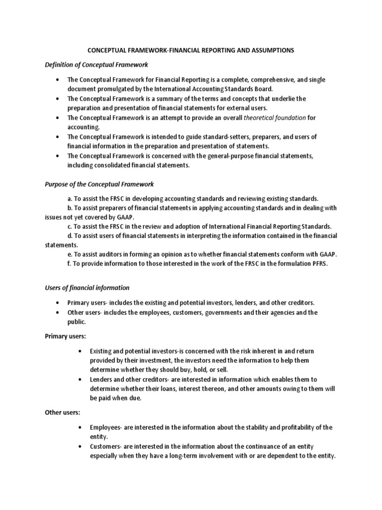 Conceptual Framework | PDF | Financial Statement | Going Concern