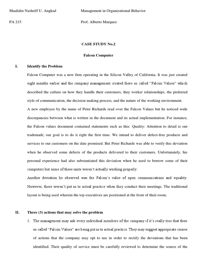 Falcon Computer-Case Study | PDF | Case Study | Thought