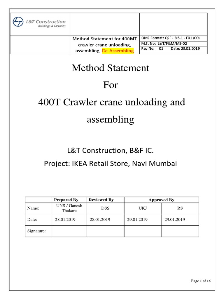 400MT Crawler Crane Assembly Method | PDF | Crane (Machine ...