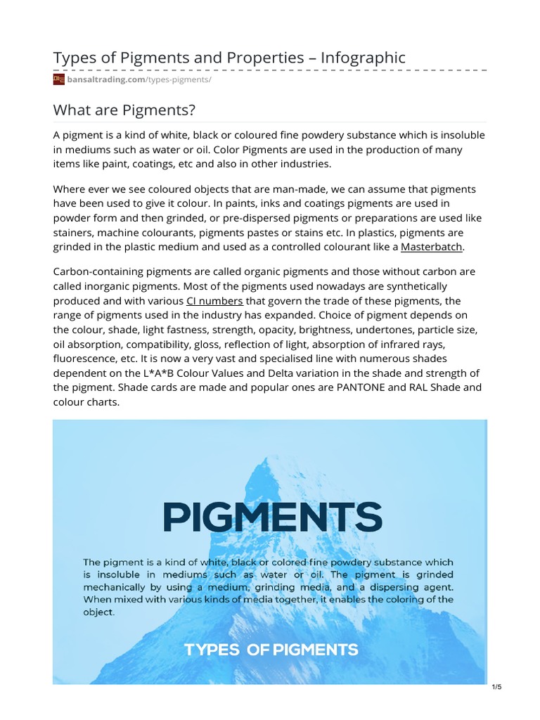 Types of Pigments and Properties | PDF
