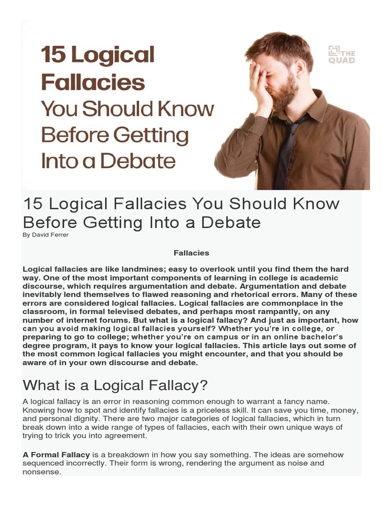 15 Logical Fallacies You Should Know Before Getting Into A Debate | PDF ...