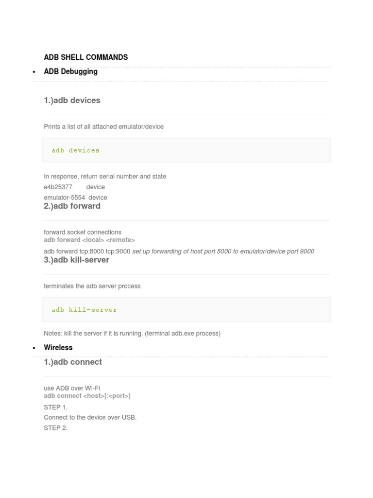 ADB Shell Commands | PDF | Usb | Shell (Computing)