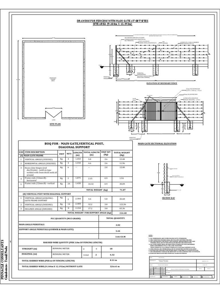 Fencing Drawing With Main Gate - Revised | PDF | Building Engineering ...