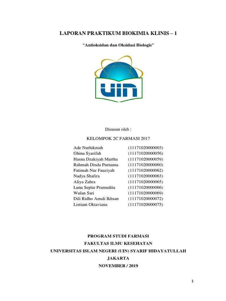 BAB VII Laporan Praktikum Biokimia Klinis Kelompok 2C - Antioksidan Dan ...